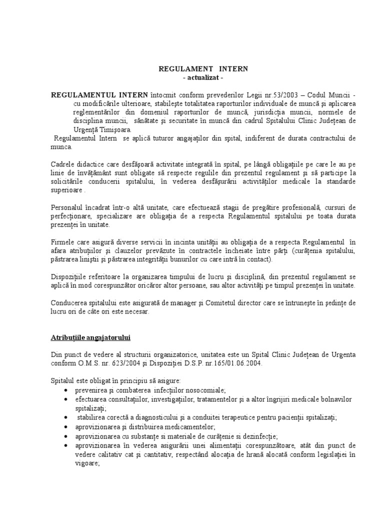 Regulament Intern | PDF