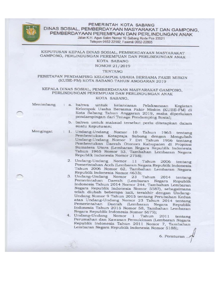 SK Pendamping Kube 2019 | PDF