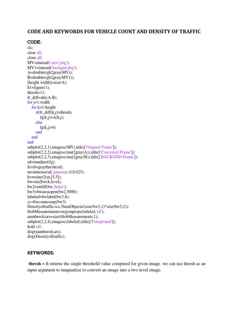 Vehicle Count and Traffic Density Analysis Using Image Processing and Computer Vision Techniques ...