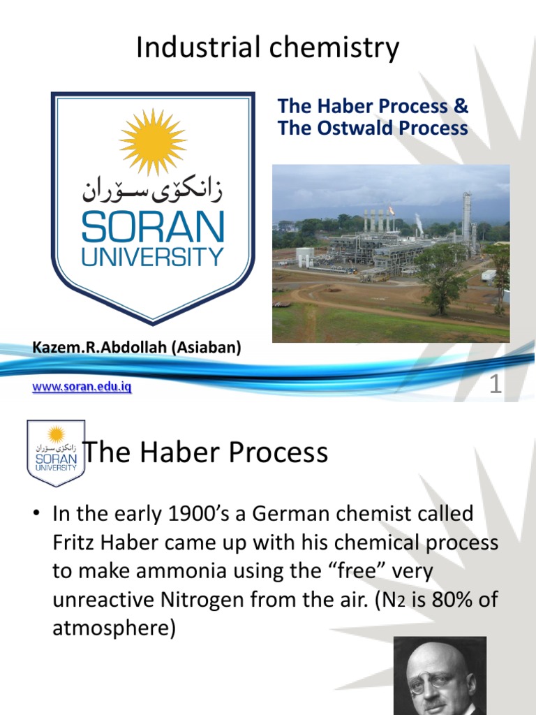 Industrial Chemistry: The Haber Process & The Ostwald Process | PDF ...