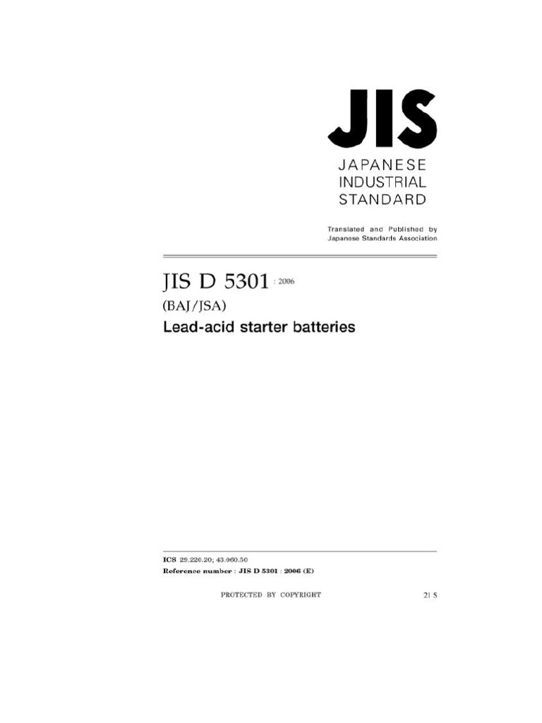 Jis D 5301 2006 PDF | PDF