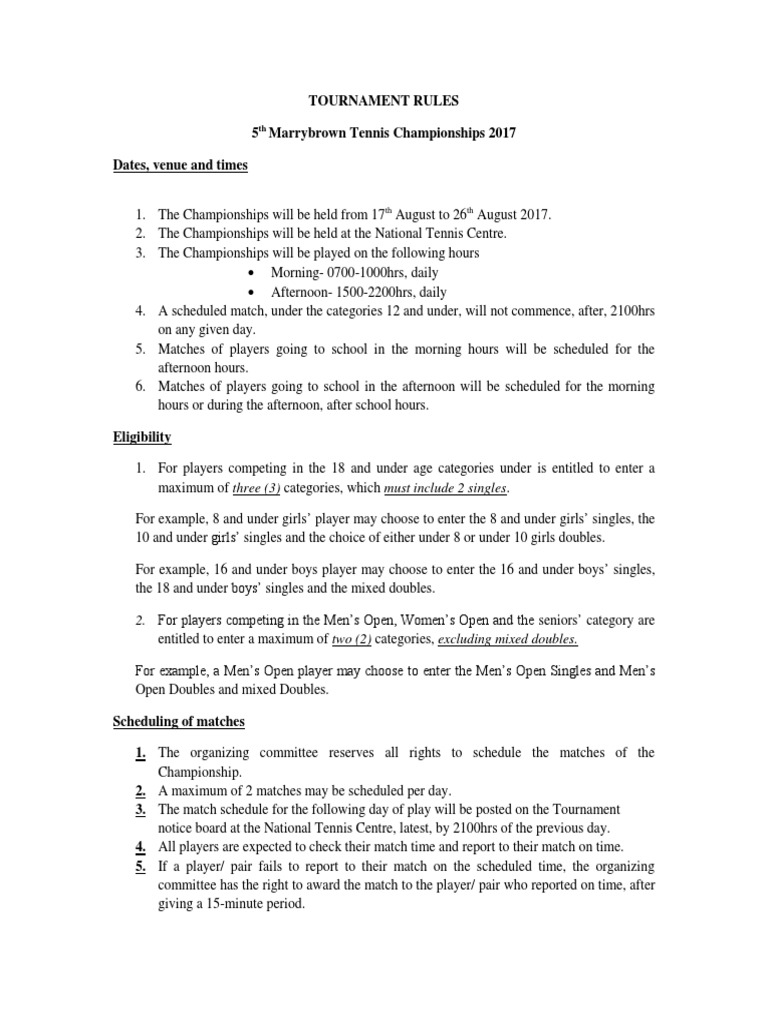 Tournament Rules - 5th Marrybrown Tennis Championships - August 2017 ...