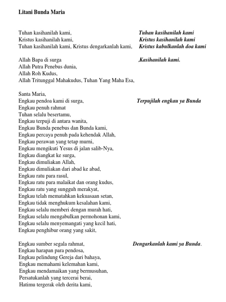 Litani Bunda Maria | PDF | Memasak, Makanan, & Anggur | Agama ...