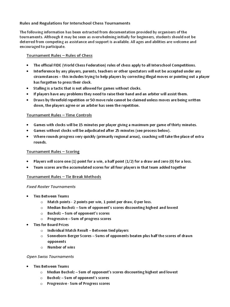 Tournament Rules - Rules of Chess | Download Free PDF | Chess | Sports