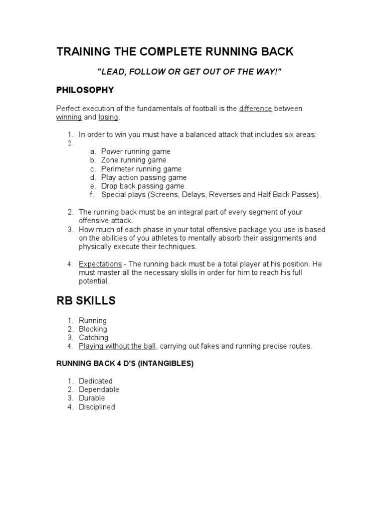 TRAINING THE COMPLETE RUNNING BACK | PDF | Sport Variants | Sports ...