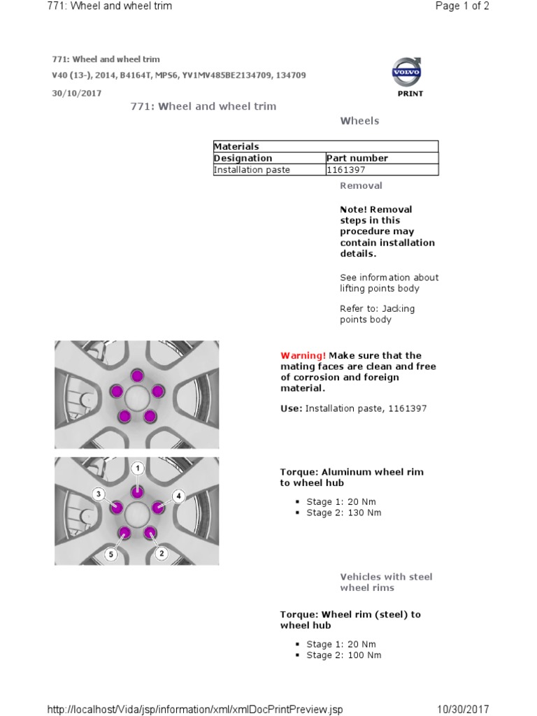 Wheel Installation and Removal Procedure: Torque Specifications and ...