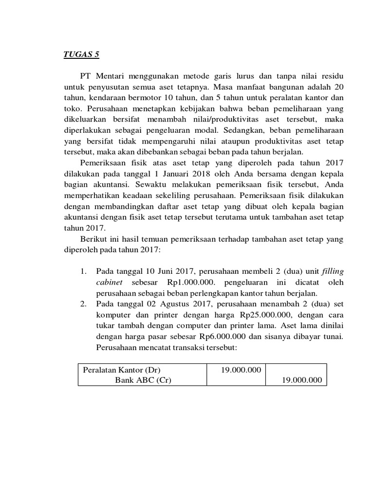 Tugas 5 (Pemeriksaan Aset Tetap) | PDF