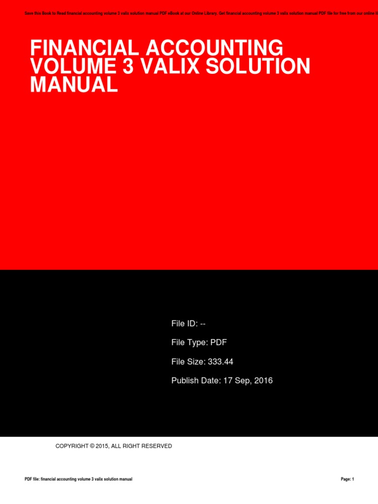 Financial Accounting Volume 3 Valix Solution Manual | PDF | E Books | Books