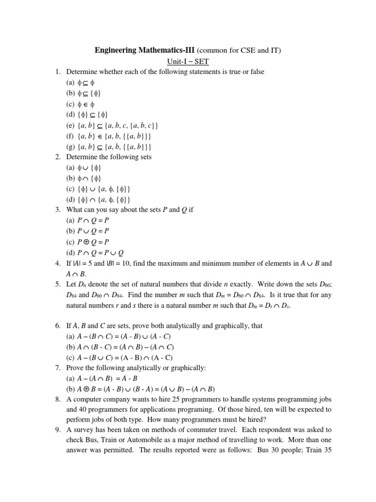 Engineering Mathematics-III (Common For CSE and IT) : Unit-I - SET ...