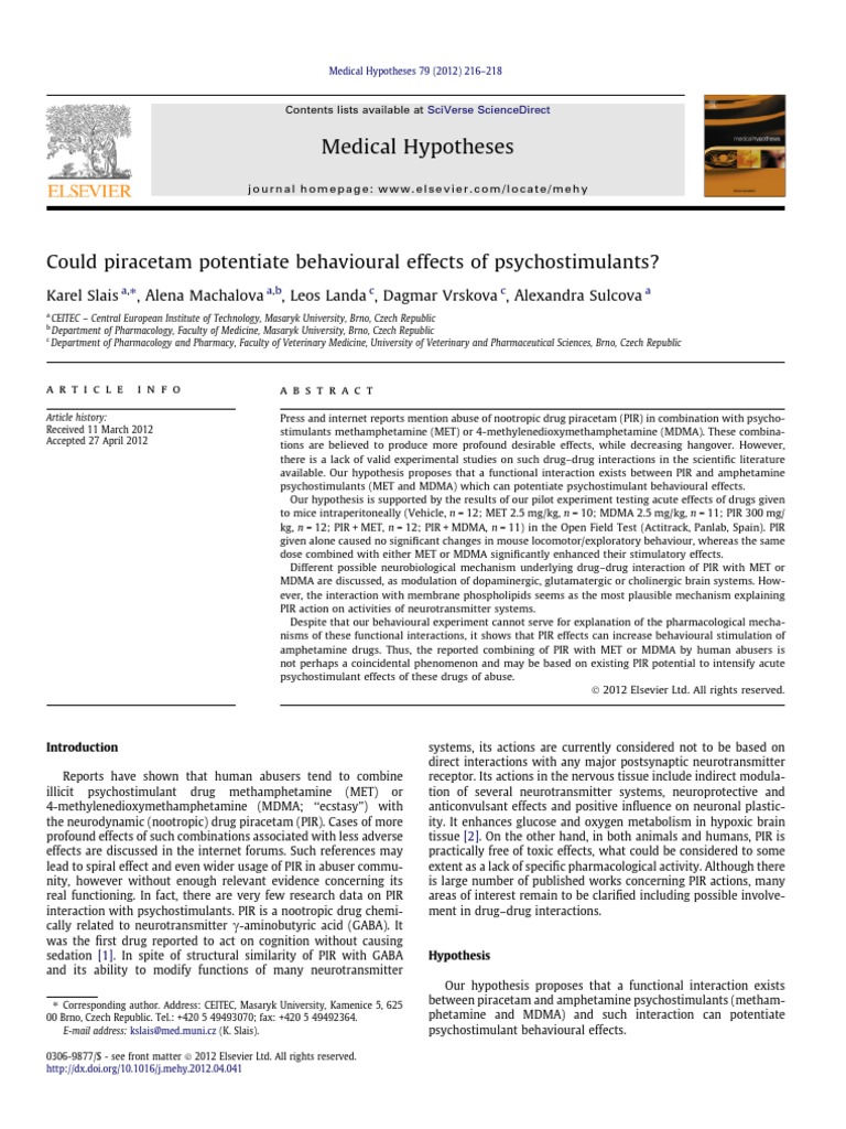 Piracetam y Psicoestimulantes | PDF | Stimulant | Mdma