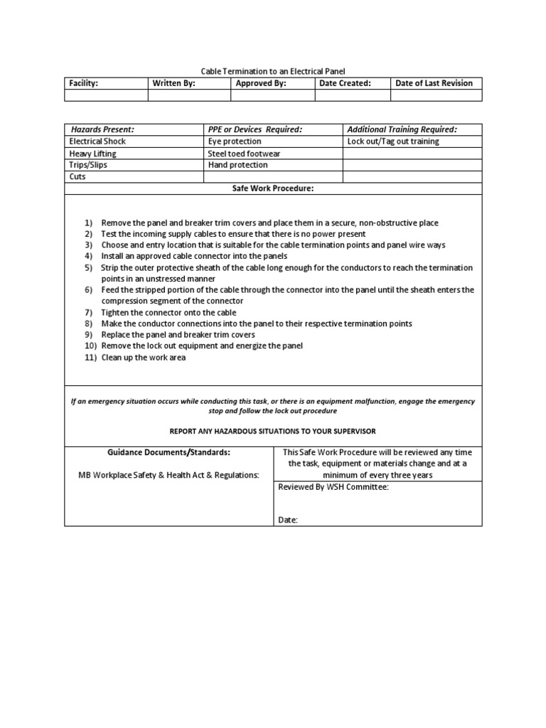 Electrical Panel Cable Termination Guide | PDF