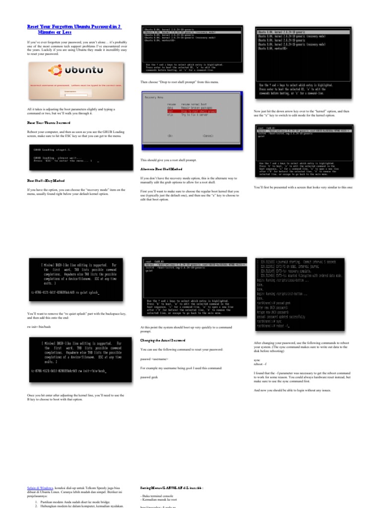 Reset Password Ubuntu | PDF | Booting | Command Line Interface