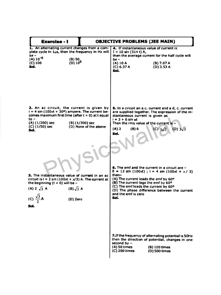 Alternating Current Assignment | PDF