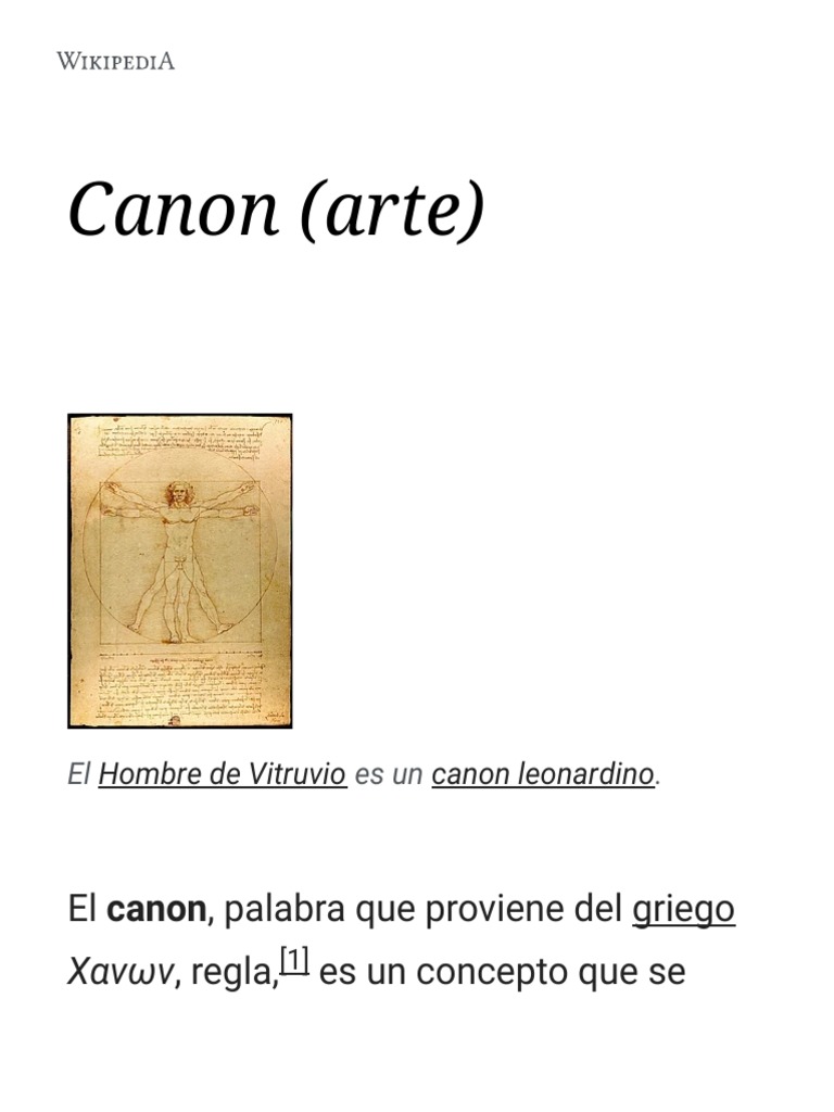 Canon (Arte) - Wikipedia, La Enciclopedia Libre | PDF | Escultura ...