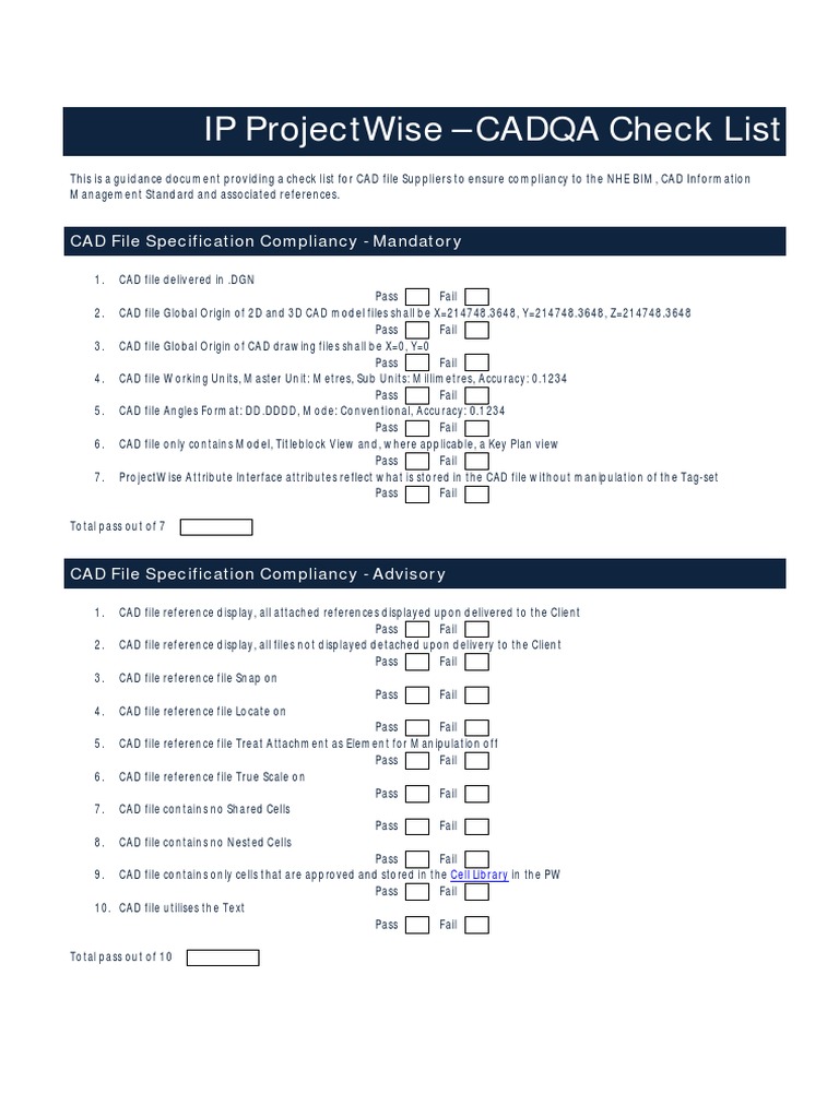 IP ProjectWise - CAD QA Check List PDF | PDF | Computer Aided Design ...