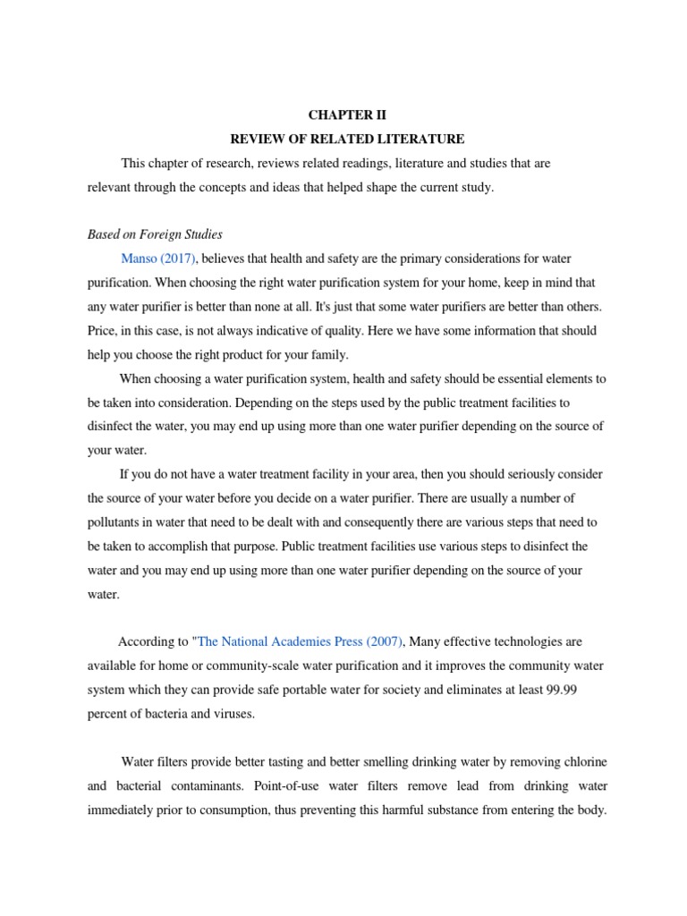 Chapter 2 RRL | PDF | Water Purification | Drinking Water