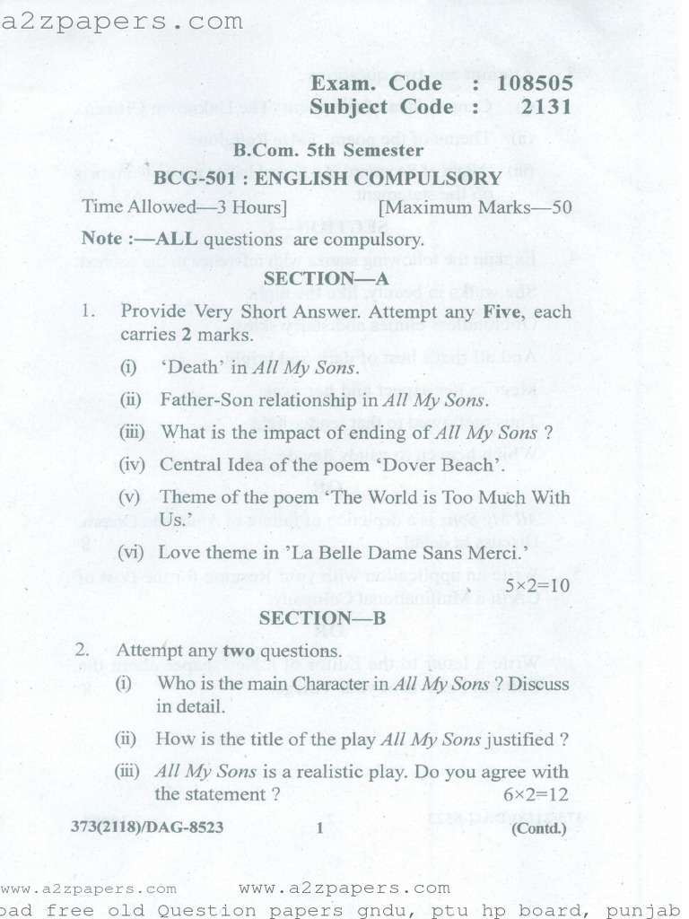 Exam. Code Subject Code: (Ii) (Iii) | PDF