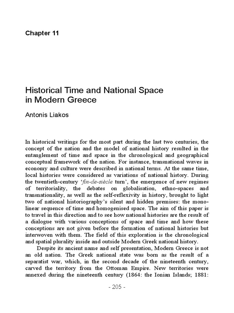 Historical Time and National Space in Modern Greece: Antonis Liakos ...
