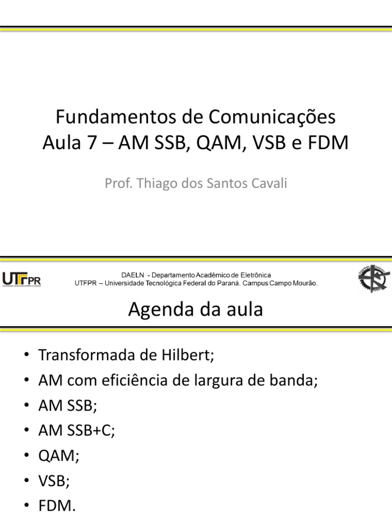 Aula 7 - Am SSB, Qam, VSB e FDM | PDF | Rádio | Engenharia de ...