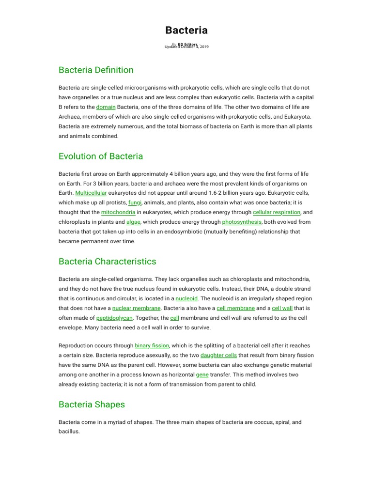 Bacteria: Definition, Evolution, and Types | PDF | Eukaryotes | Bacteria