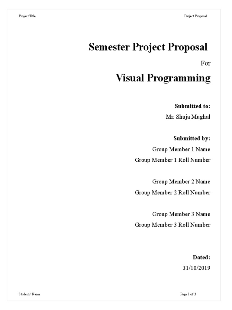 Semester Project Proposal Visual Programming: Mr. Shuja Mughal | PDF ...