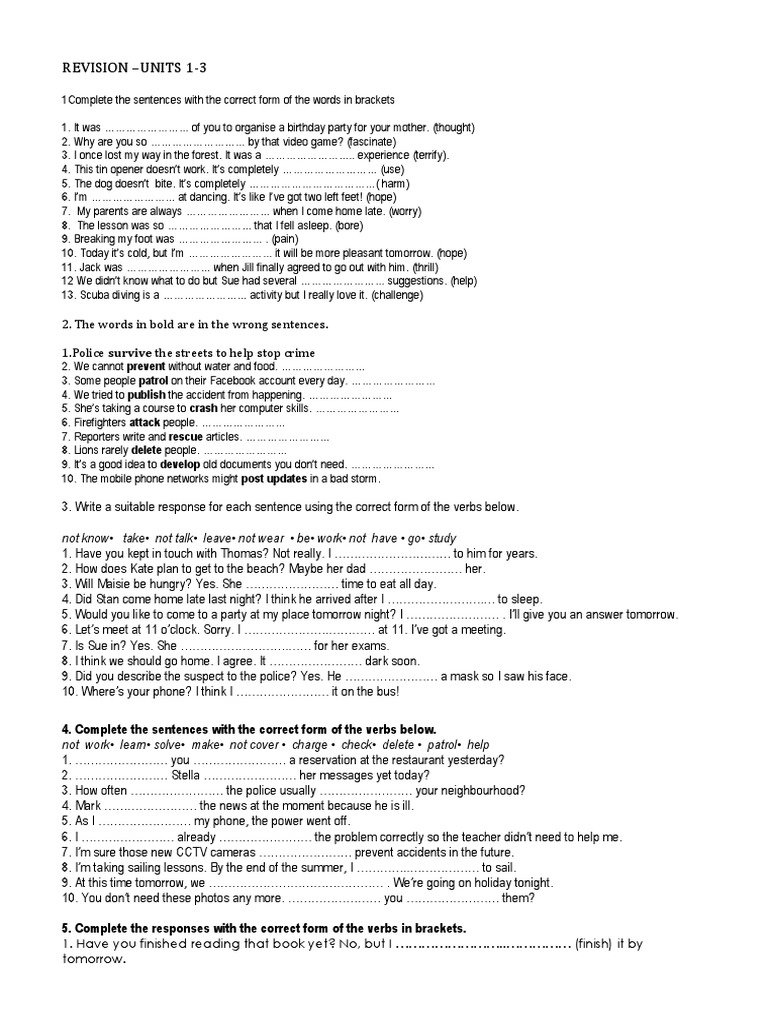 Trends - Revision - Units 1 | PDF | Violence
