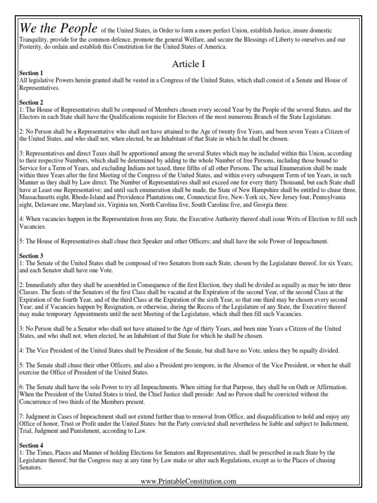 US Constitution PDF | PDF | U.S. State | United States Senate
