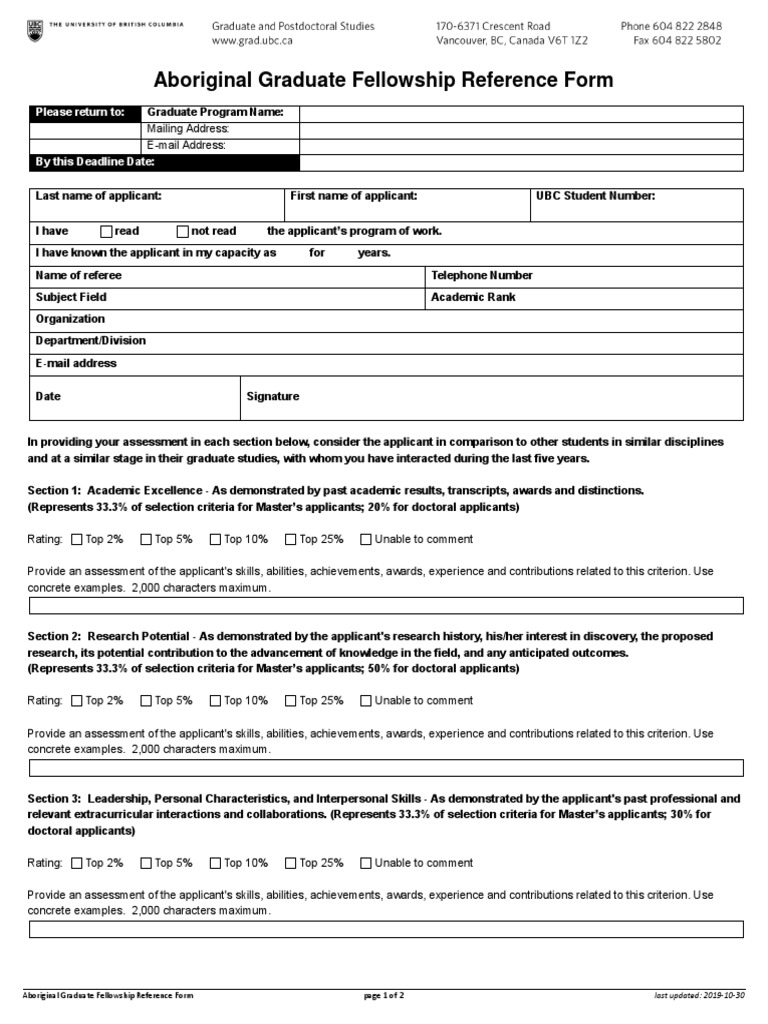 Awards Agf Reference Form | PDF | Graduate School | Learning