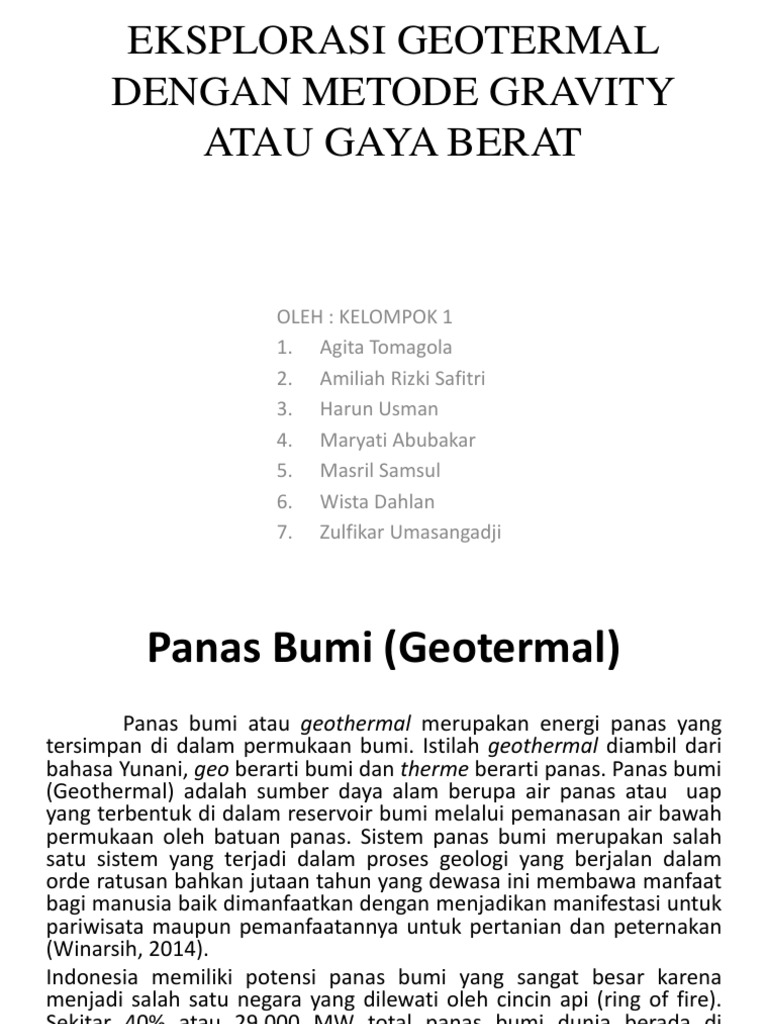 Eksplorasi Geotermal Dengan Metode Gravity Atau Gaya Berat | PDF