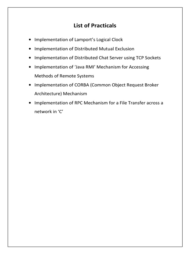 Distributed System Practical File | PDF | Common Object Request Broker ...