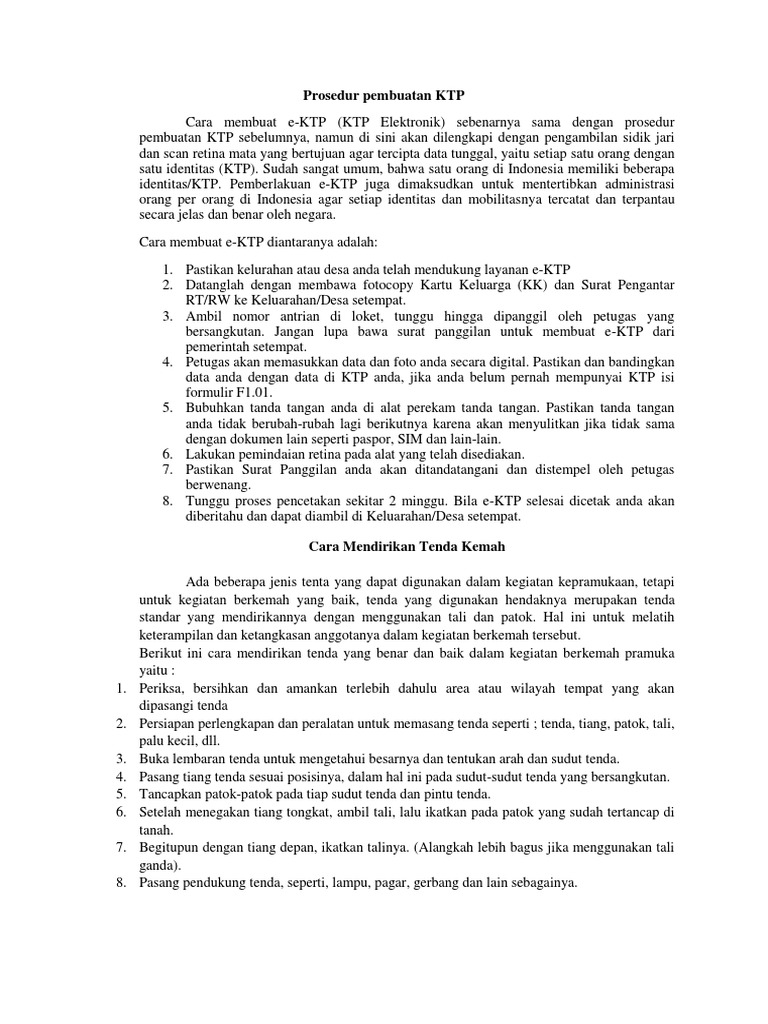 Prosedur Pembuatan KTP | PDF