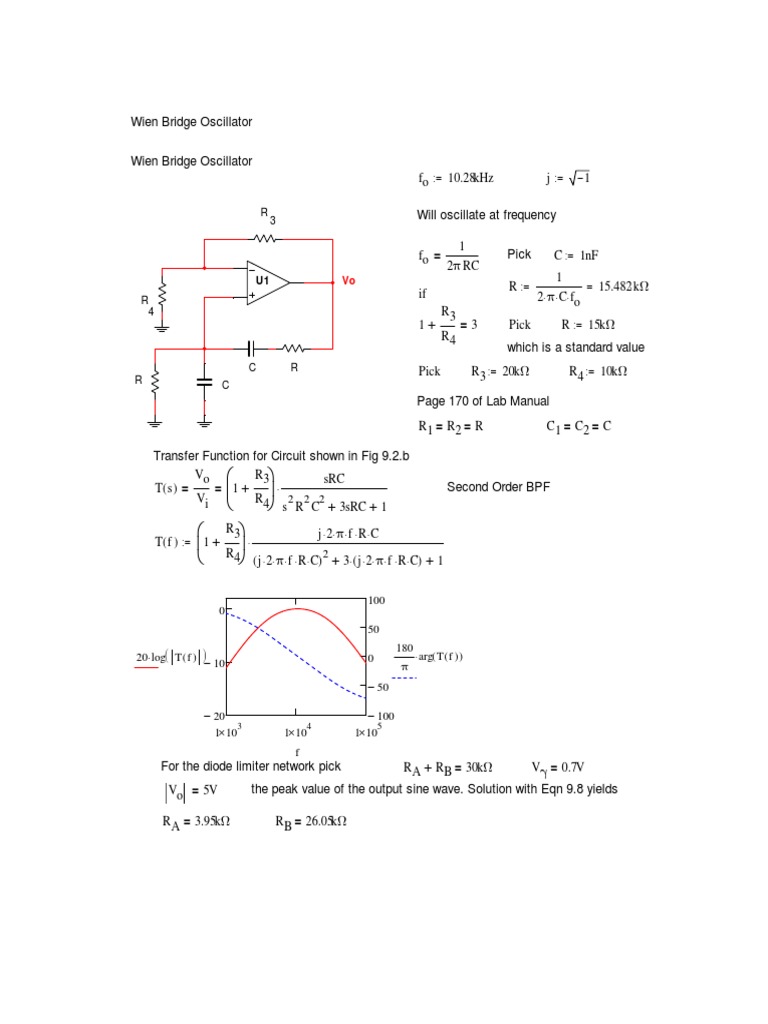 Wien Bridge Oscillator PDF | PDF | Amplifier | Operational Amplifier