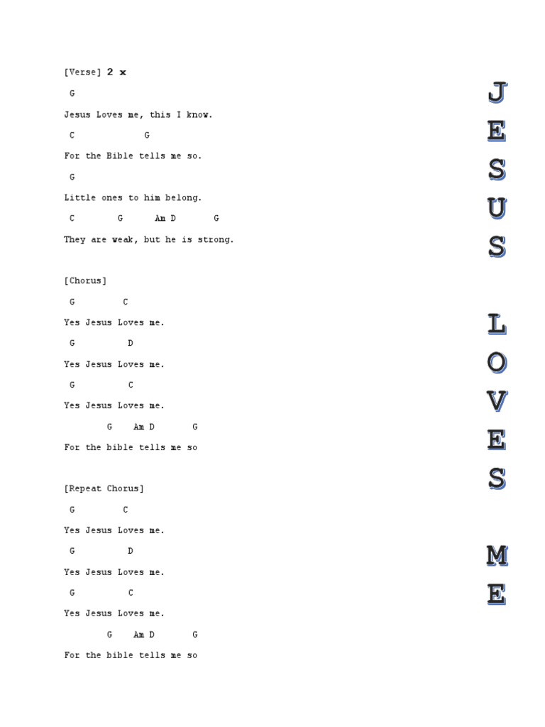 Jesus Loves Me This I Know Chords Pdf