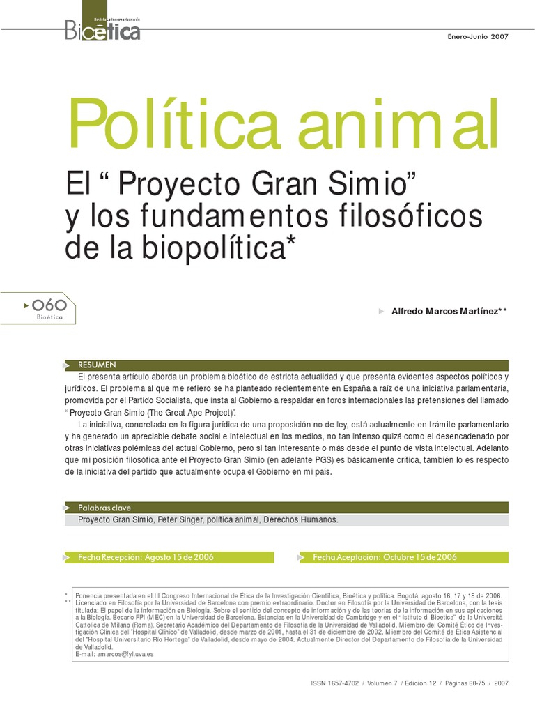 Proyecto Gran Simio PDF | PDF | Homo Sapiens | Especies