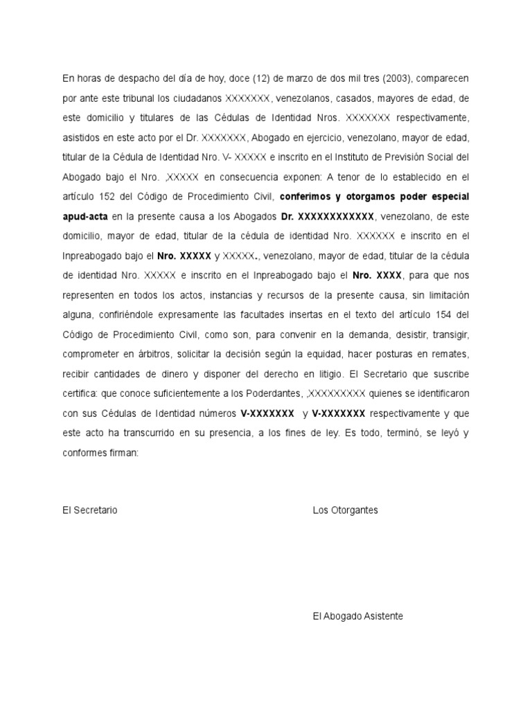 Modelo Carta Poder Apud Acta | PDF