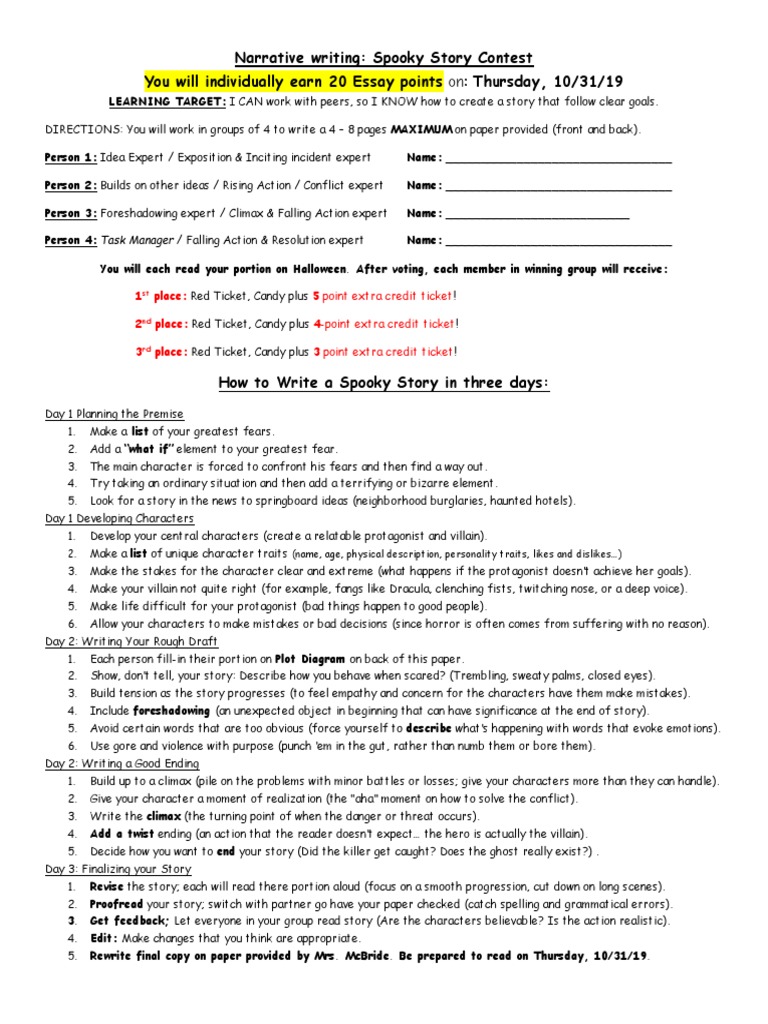 Spooky Story Instructions | PDF | Plot (Narrative)