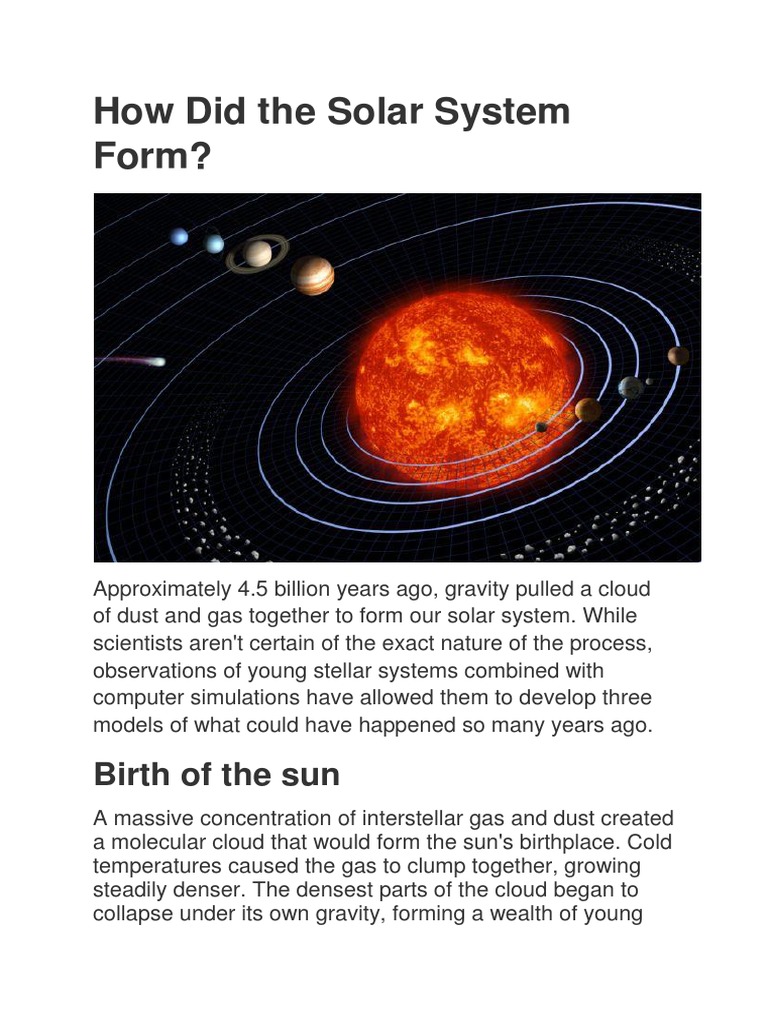 How Did The Solar System Form?: Birth of The Sun | PDF | Planets ...