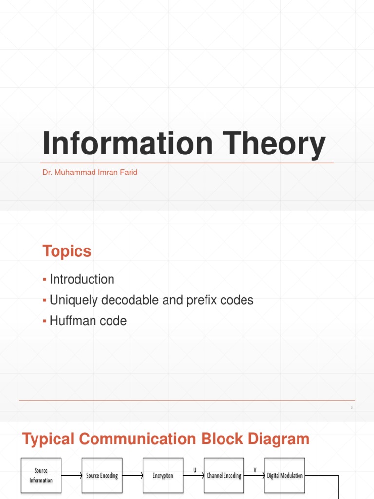 Information Theory: Dr. Muhammad Imran Farid | PDF | Data Compression | Code