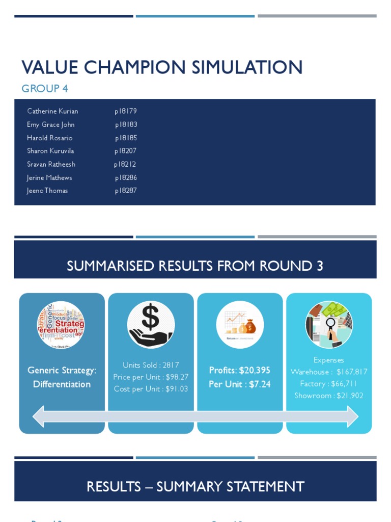 Value Champion Simulation: Group 4 | PDF