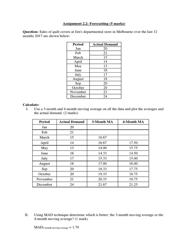 Assignment 2 2 Forecasting 5 Marks Question Sales Of Quilt Covers