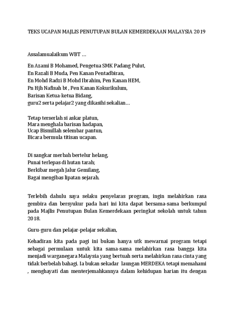 Teks Ucapan Merdeka | PDF