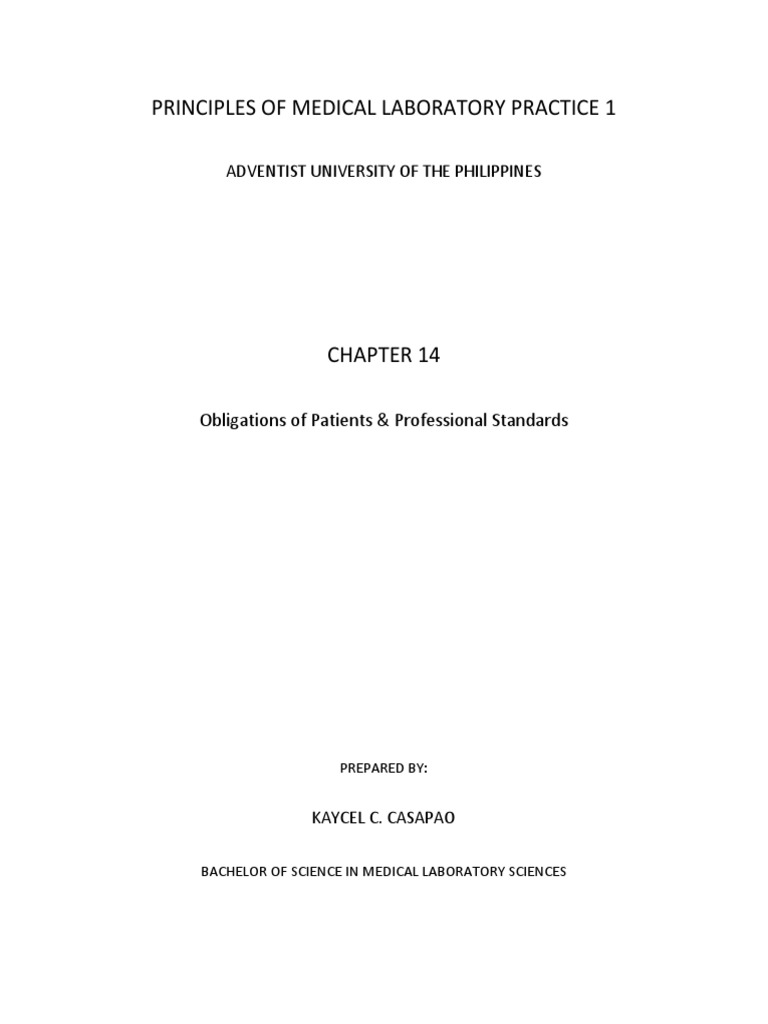 Principles of Medical Laboratory Practice 1 PDF | PDF | Patient ...