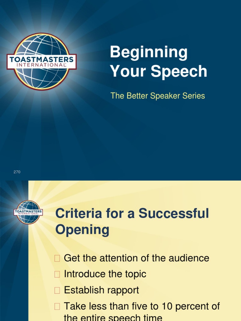 Beginning Your Speech: The Better Speaker Series | PDF