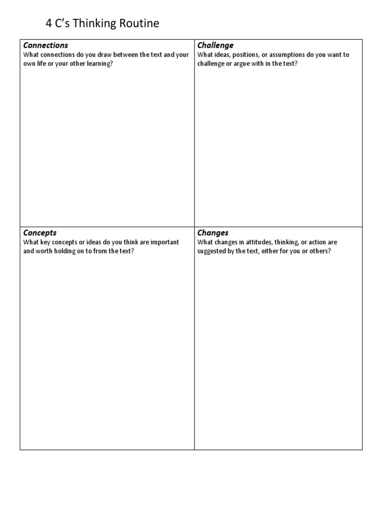 4 C's Thinking Routine Overview | PDF | Career & Growth