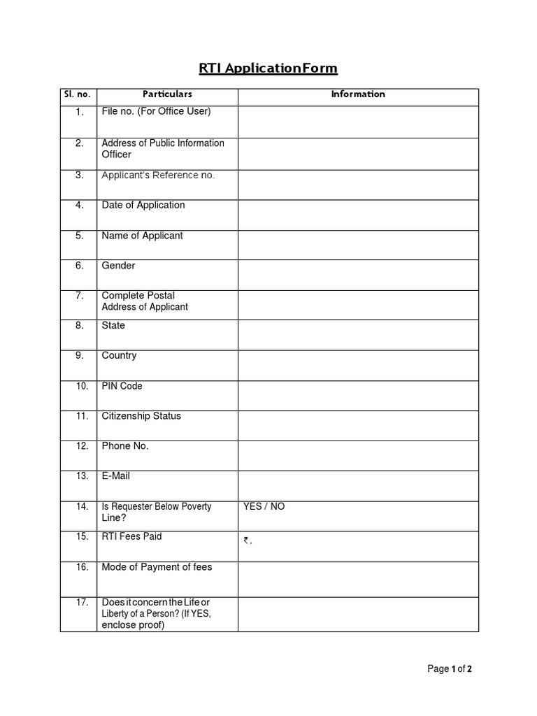 A Comprehensive Request for Information Form: Collecting Necessary ...