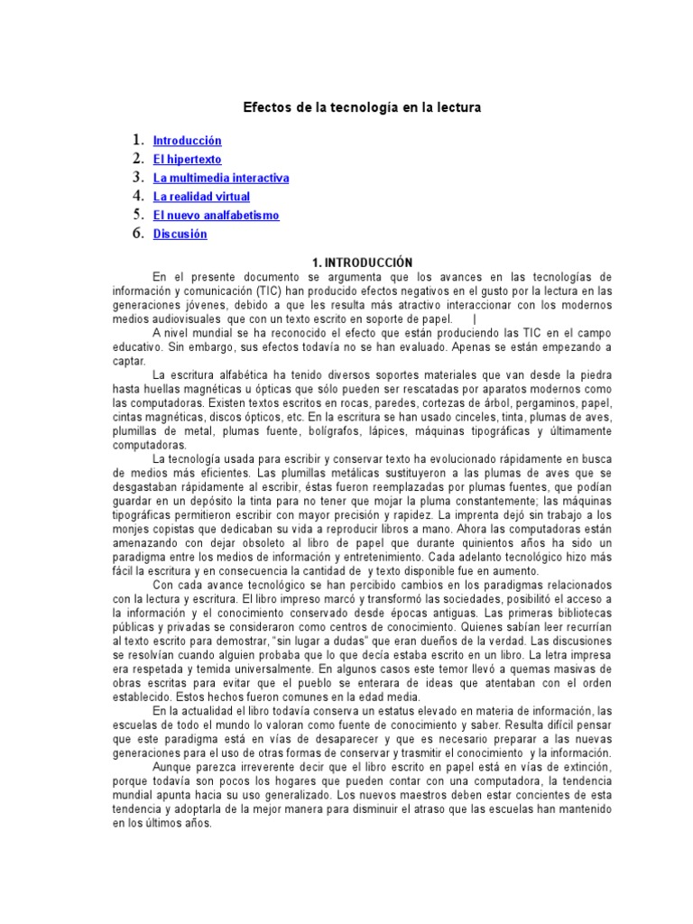 La-Lectura y La Tecnología | PDF | Hipertexto | Realidad virtual