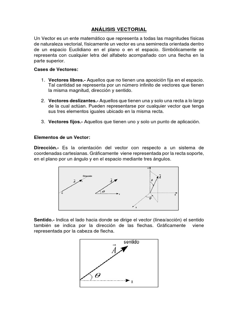 Análisis Vectorial | PDF | Vector Euclidiano | Escalar (Matemáticas)