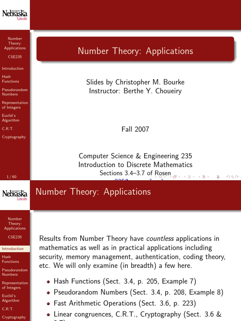 Number Theory and Applications | PDF | Cryptography | Exponentiation