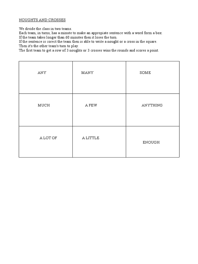 Play Noughts and Crosses to Improve Vocabulary | PDF