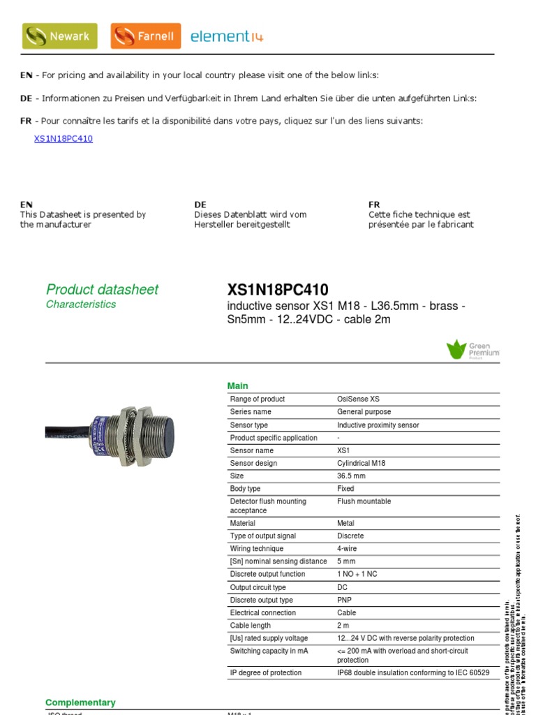 XS1N18PC410 | PDF | Insulator (Electricity) | Electrical Engineering
